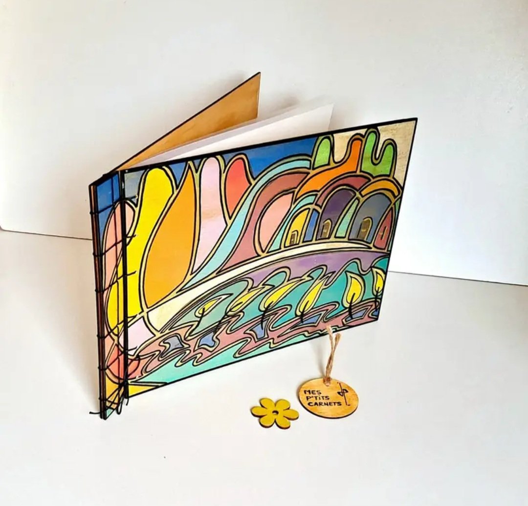 Porte Menu RIVIERA - carnet artisanal A4, pièce unique. - Mes ptits carnets